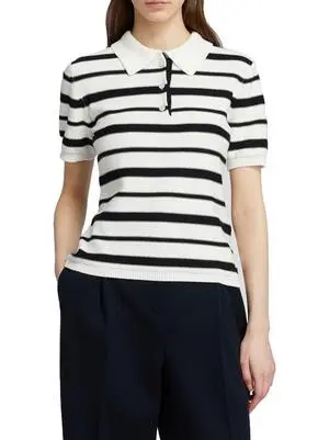 MM BY MAX MARA Carioca Stripe Polo Top - Optical White