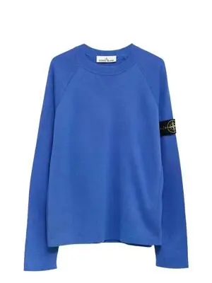 Stone Island Crewneck Sweatshirt With Sleeve Patch - Blue