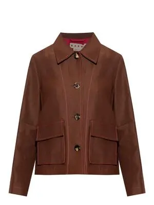 Marni Jacket With Contrast Stitching - Brown