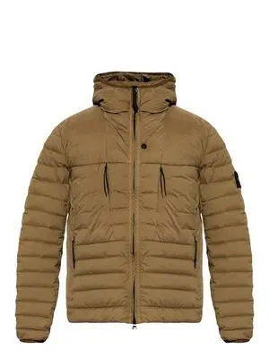 Stone Island Down Jacket With Hood - Brown