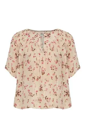 MARANT ETOILE Neslya Floral Viscose Top - Cream