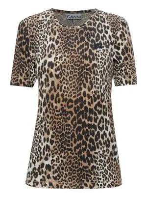 GANNI T-shirt With Patch - Beige