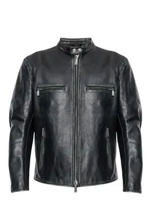 Dsquared2 Leather Jacket With Pockets Black