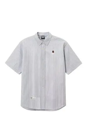 FINGERCROXX Striped Short-sleeve Shirt - Grey