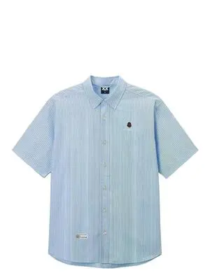 FINGERCROXX Embroidered Striped Shirt - Blue
