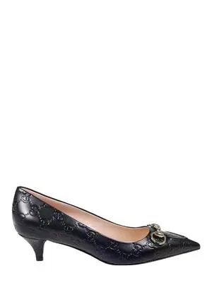 Gucci 45mm Horsebit Heeled Pumps - Black