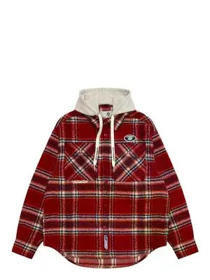 AAPE BY *A BATHING APE® Hooded Checked Shirt - Red