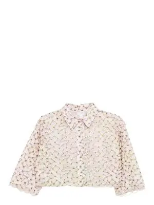 Giambattista Valli Floral-embroidered Cropped Shirt - Pink