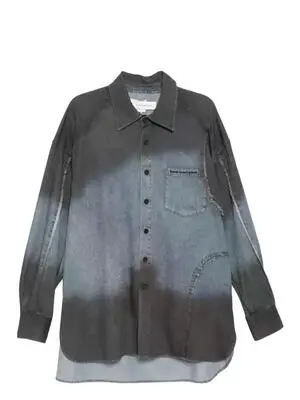FENG CHEN WANG Gradient-effect Fringed Shirt - Black