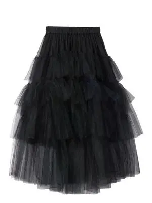 Simone Rocha Tiered Ribbon Midi Skirt - Black