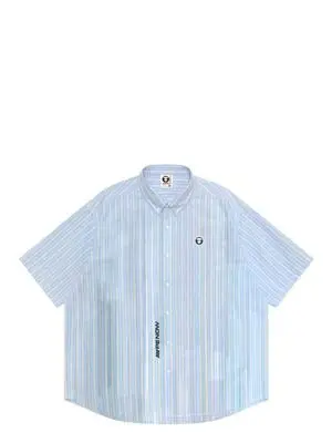 AAPE BY *A BATHING APE® Striped Logo Shirt - Blue