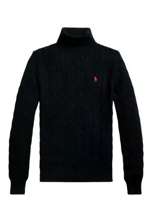Polo Ralph Lauren Cable-knit Turtleneck Sweater - Black
