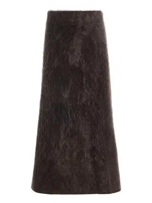 LISA YANG Asta Brushed Cashmere Midi Skirt - Brown