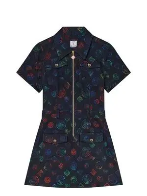 Casablanca Heatmap Monogram Denim Mini Dress - Multicolor