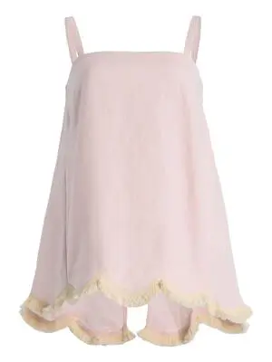 Posse Essie Fringed Linen Top - Pink