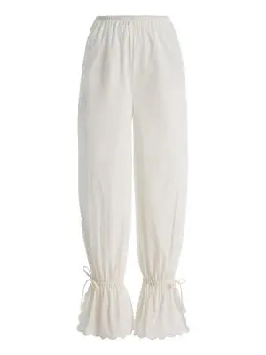 Posse Lois Broderie Anglaise Cotton Balloon Pants - White