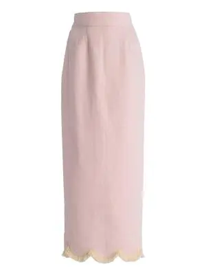 Posse Essie Fringed Linen Maxi Skirt - Pink