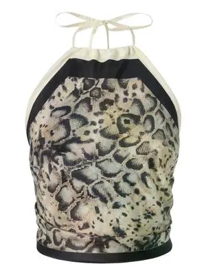 Pinko Tie-detail Animal-print Blouse - Neutrals
