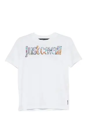 Just Cavalli Floral Logo T-shirt - White