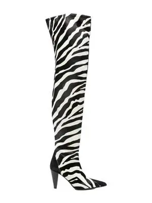 Khaite Zebra-print Over-the-knee Boots - White