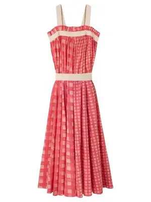 LEE MATHEWS Nina Check Maxi Dress - Red