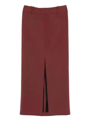 Patrizia Pepe Logo-detail Midi Skirt - Brown
