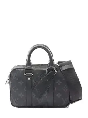 LOUIS VUITTON 2021-2026 Monogram Eclipse Nano Porte Documents Voyage Satchel - Black