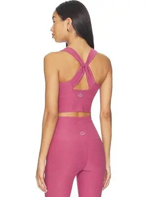 Beyond Yoga Twist Through Cropped Tank Top - Smooth Mauve Heather