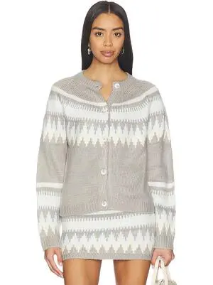 SEROYA Amaya Cardigan - Grey Fairisle