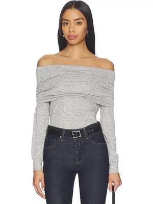 BOBI Off The Shoulder Date Top - Heather Grey