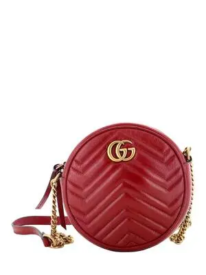 Gucci Gg Marmont Round Mini Crossbody Bag - Red