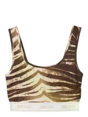 Just Cavalli Zebra Print Crop Top - Brown