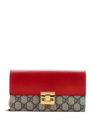 Gucci Padlock Continental Chain Wallet - Red