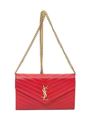Saint Laurent Cassandre Chevron-pattern Crossbody Bag - Red