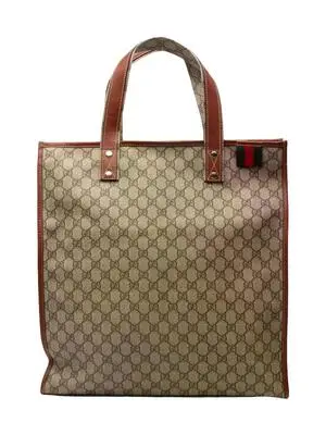 Gucci Gg Supreme Web Tote Bag - Brown