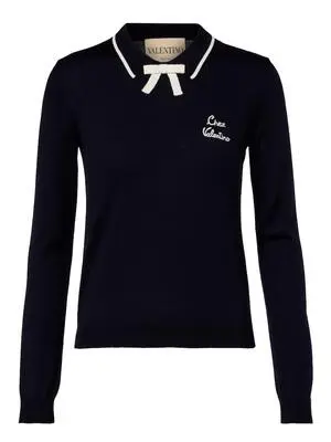Valentino Garavani Chez Virgin Wool Polo Sweater - Blue