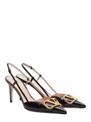 Valentino Garavani Vlogo 80 Leather Slingback Pumps - Brown