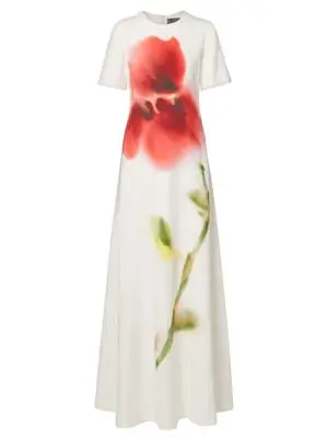 Monique Lhuillier Floral Printed Gown - White