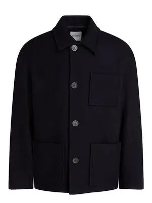 Sandro Woolblend Gabardine Overshirt - Navy