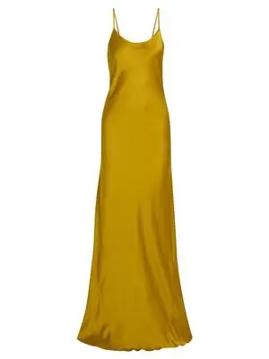 Victoria Beckham Cutout Satin-Crepe Gown Mustard