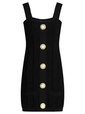 Balmain Embellished Crochet-knit Mini Dress - Black