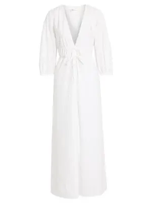FRAME The Cinched Cotton-poplin Maxi Dress - White