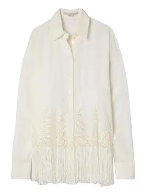 Stella McCartney Macramé-trimmed Fil Coupé Crepe Shirt - Ivory