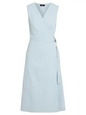 Theory Linen-blend Midi Wrap Dress - Sky Blue