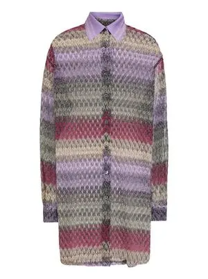 Missoni Metallic Striped Crochet-knit Shirt - Multicolor