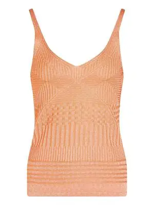 Missoni Metallic Crochet-knit Tank - Peach
