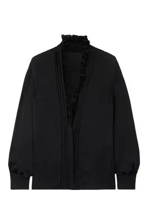 TOM FORD Silk-georgette Ruffled Pintucked Blouse - Black
