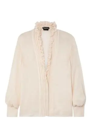 TOM FORD Silk-georgette Ruffled Pintucked Blouse - Pastel Pink