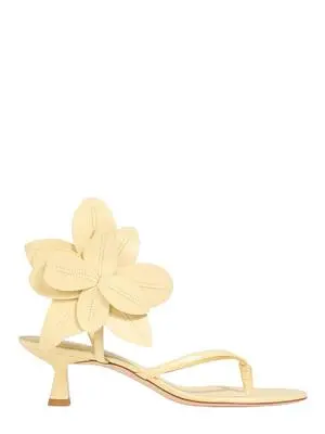 STUART WEITZMAN Paradise 50 Floral-appliquéd Leather Sandals - Pastel Yellow