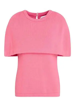 Carolina Herrera Cape-effect Wool And Cashmere-blend Top - Pink